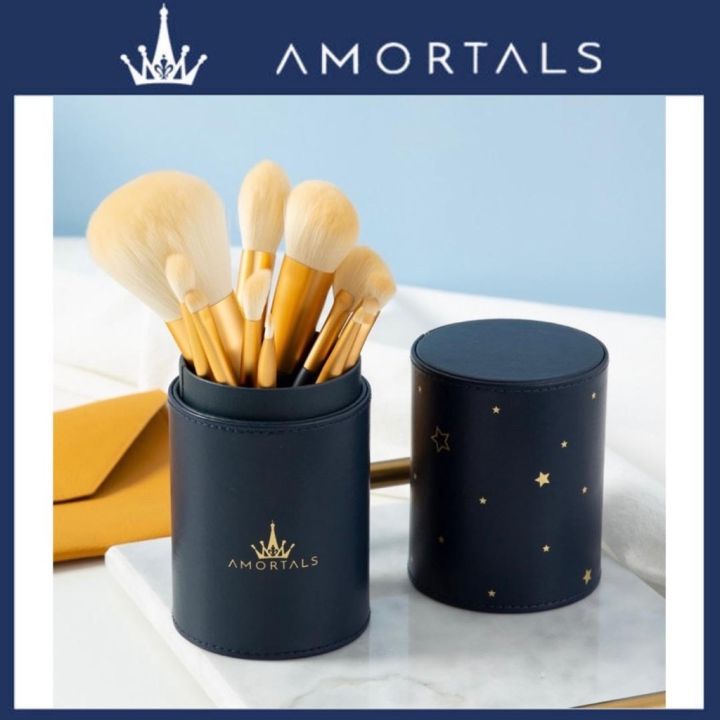 [Ready Stock] 韩国 AMORTALS Makeup Brush 12pcs 尔木萄化妆刷 (12支装+刷桶+刷包 ...
