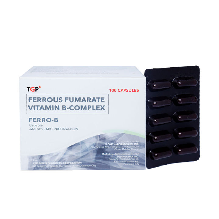 FERRO-B (TGP) Ferrous Fumarate +Vitamin B Complex 500mg 230mcg 2mg 3mcg ...