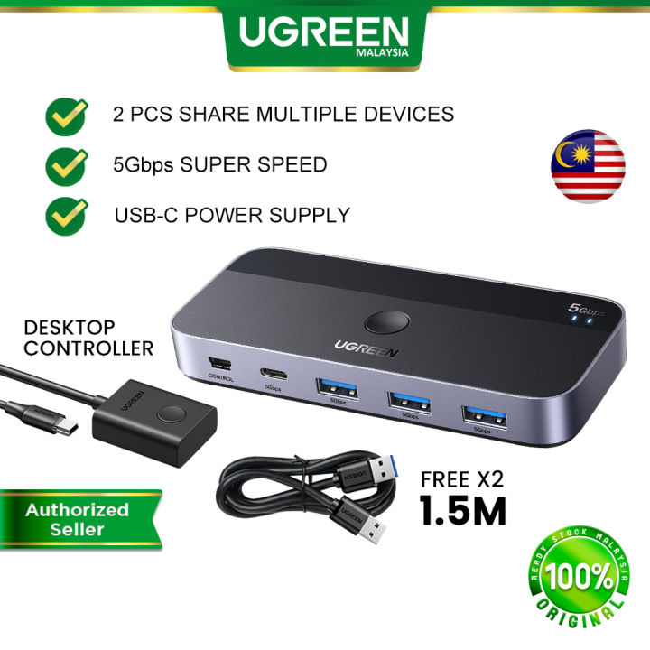 UGREEN USB 3.0 KVM Switch USB Switcher 2 PC Sharing 4 USB Device 5GBPS ...