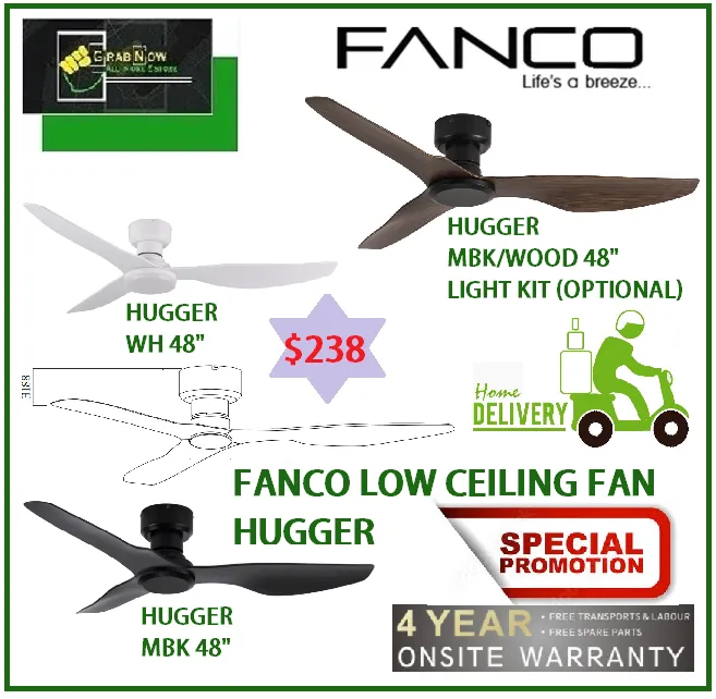 FANCO HUGGER 48INCH LOW DC CEILING FAN 188MM HIGH ONLY / FREE EXPRESS ...