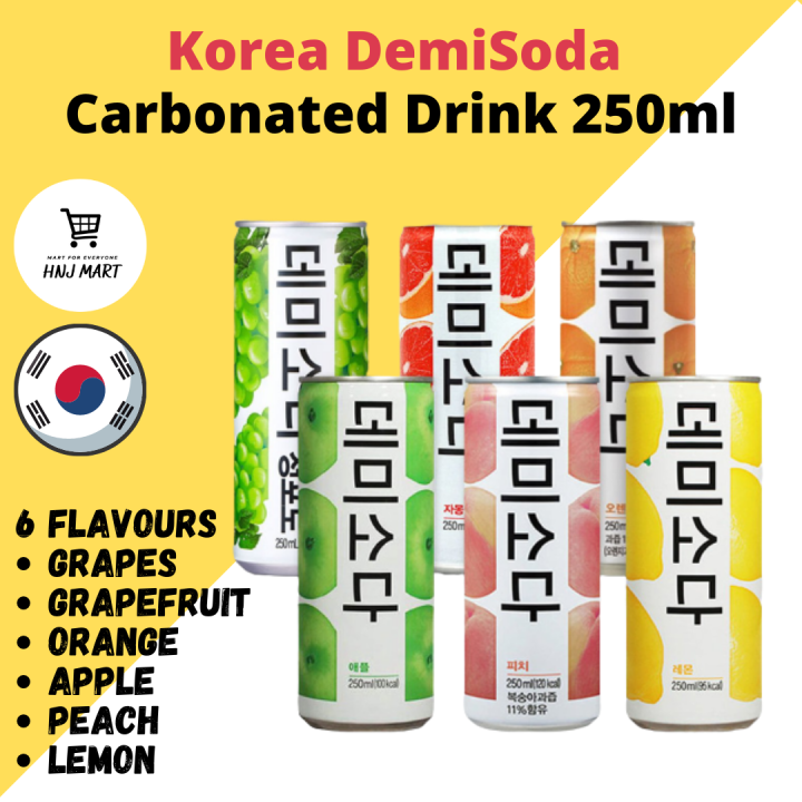 Korea DemiSoda Carbonated Drink 250ml Demi Soda Drink [Lemon/Peach/Apple/Grape/Orange/Grapefruit ...