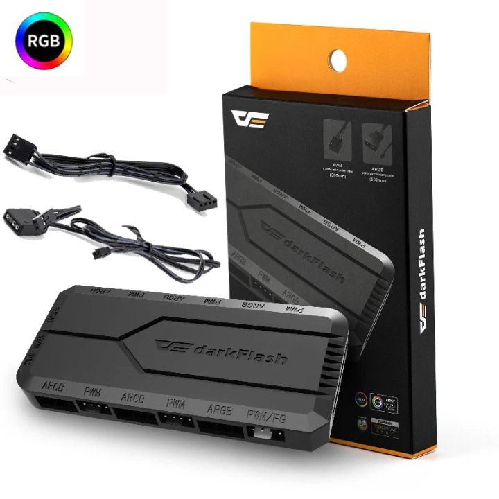 Darkflash Rgb/pwm Hub 6 Ports For 5v 3pin Rgb With 5v 4pin Pwm Argb Fan ...