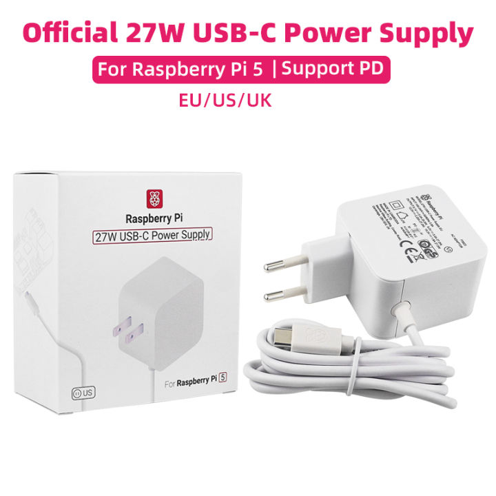 Official Raspberry Pi 27w Usb C Power Supply 5 1v 5a Compatible For Pd