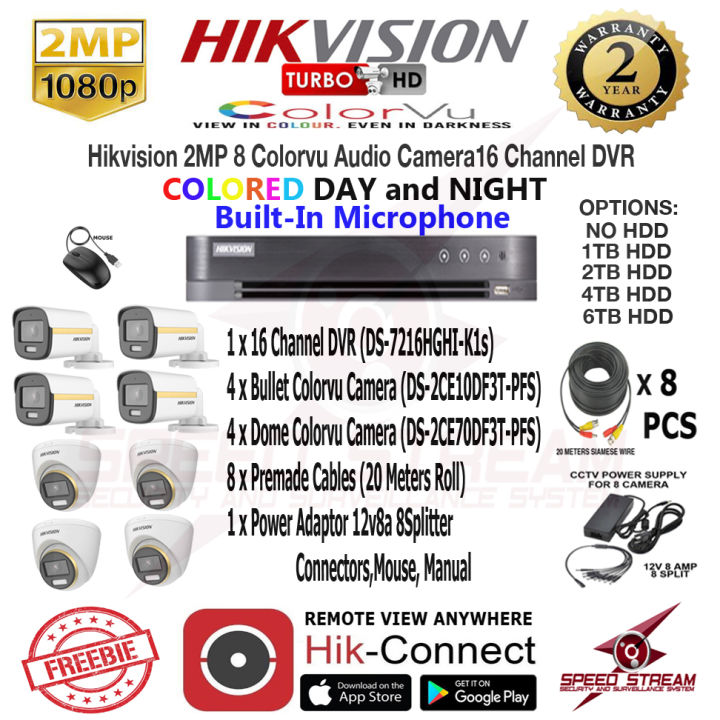 Hikvision Colorvu Audio 2MP 8 Camera 16 Channel DVR KIT | Lazada PH