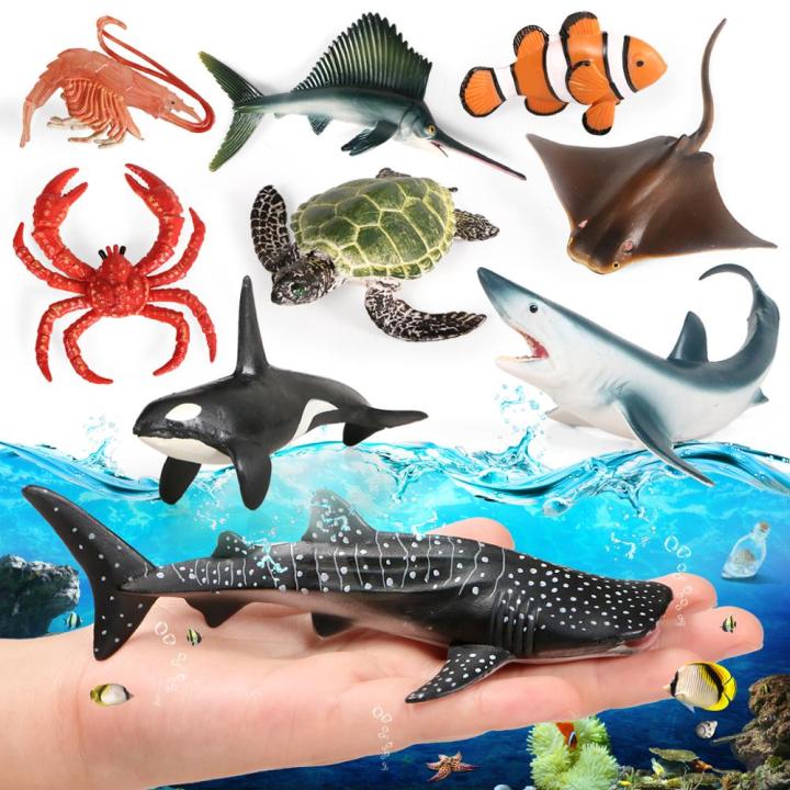 Ocean Sea Life Animals Shark Crab Whale Shark Turtle Model Action ...