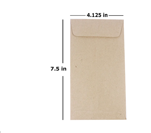 Coin Pay Envelope PAYROLL 25Pcs or 100Pieces Size No. 8½ Kraft Brown 7. ...