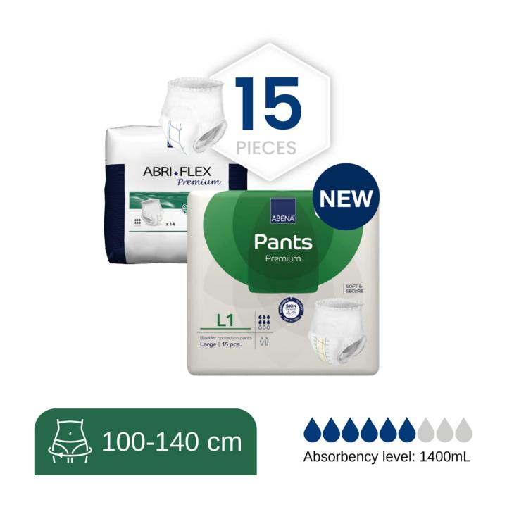 Abena Premium Adult Pull-Up Pants L1 (100 - 140CM / 1400ML) 15PCS/Pack ...