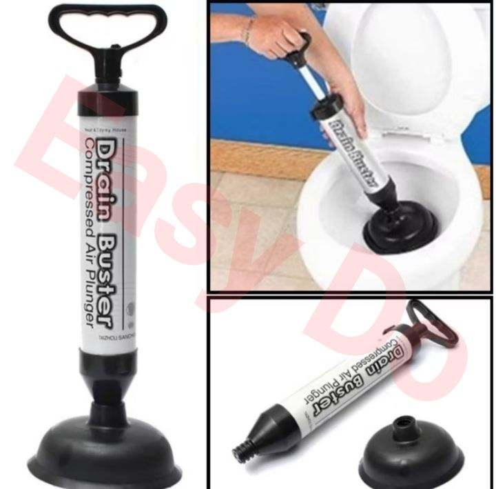 High Pressure Drain Buster Hand Power Clogged Removal Pump Tool Toilet ...