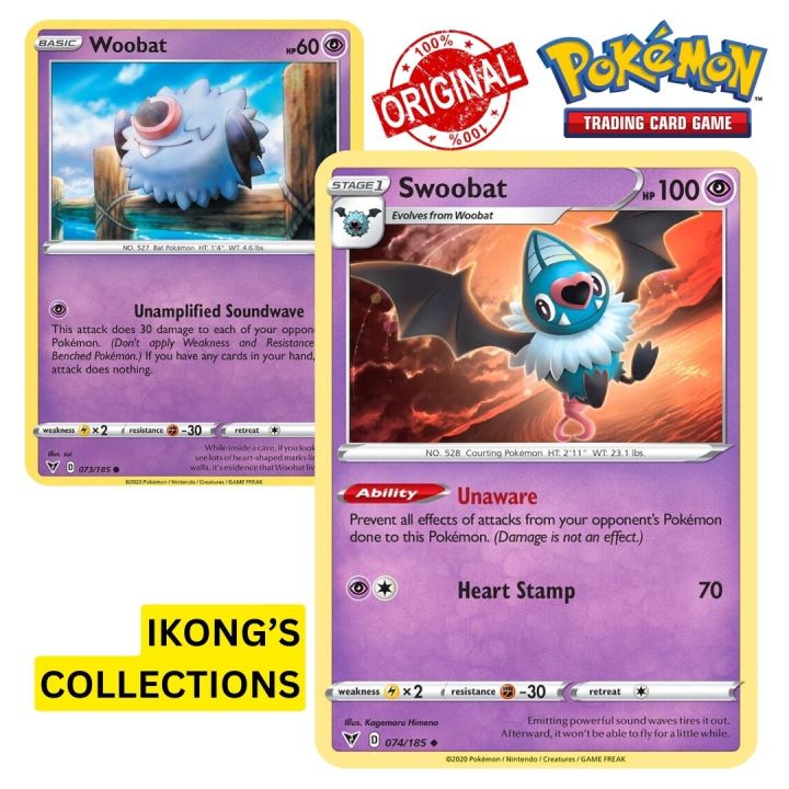 [SET Normal] Woobat and Swoobat Vivid Voltage VIV Evolution Pokemon ...