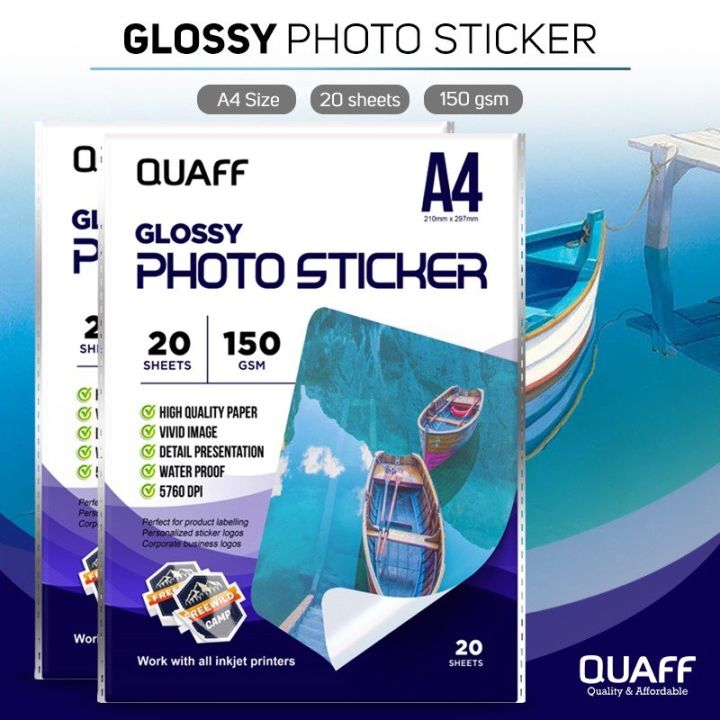 Quaff 150gsm Glossy Photo Sticker Paper A4 (20 Sheets pck) | Lazada PH