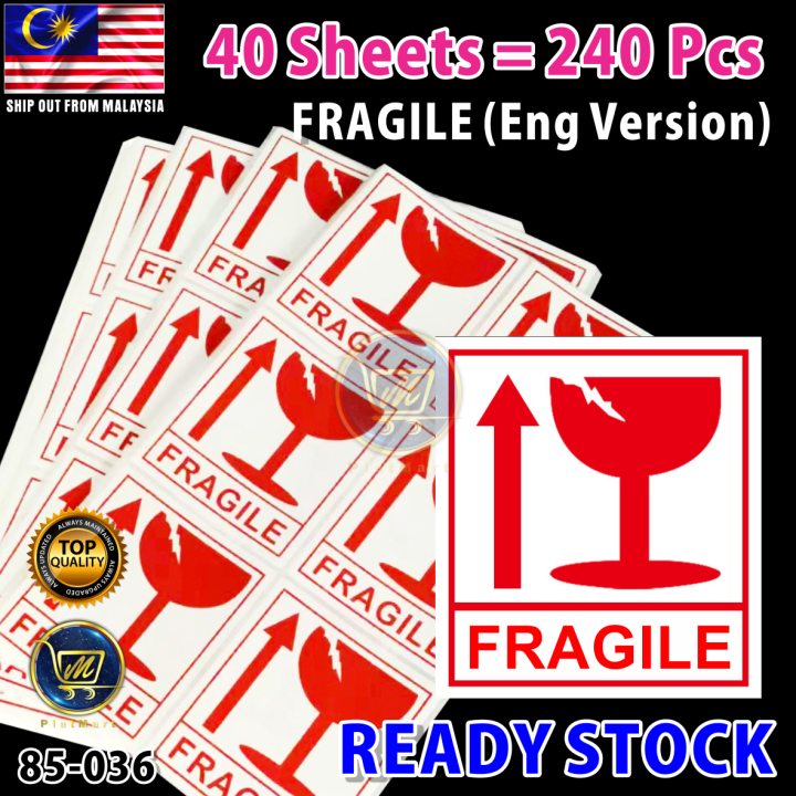 PlatMart - 40 Sheets x 6 Single Pcs Fragile sticker | Fragile Tape ...