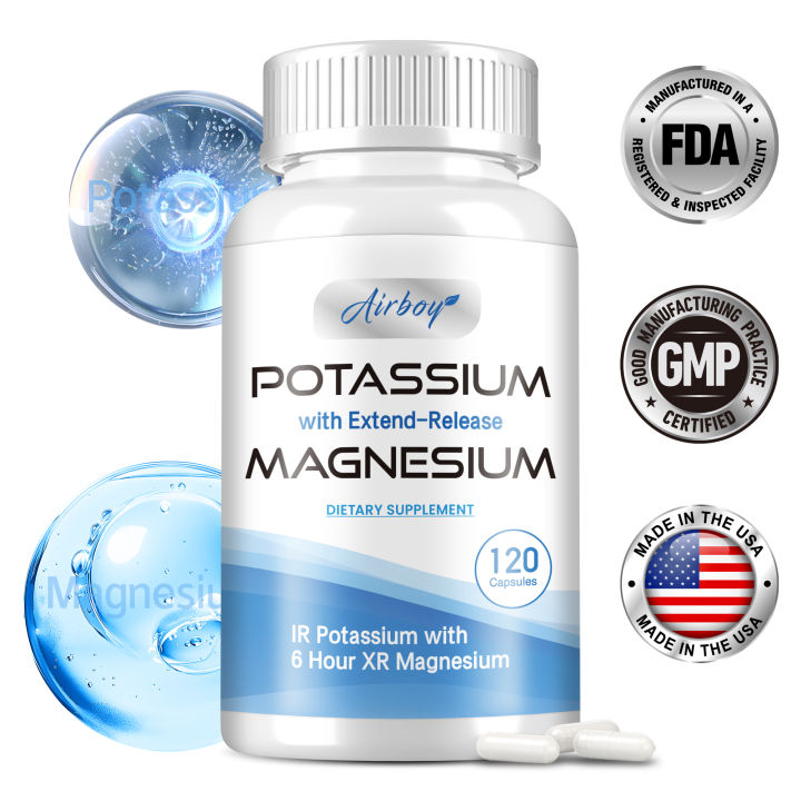 Airboy Potassium Magnesium Capsules Support Healthy Heart, Muscle and ...
