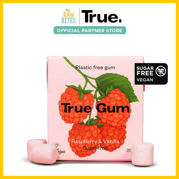 True Gum Raspberry & Vanilla 21g/13pcs (Sugar Free, Palm Oil Free ...