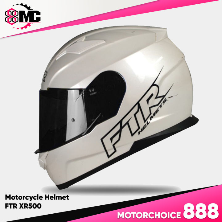 FTR Helmets XR-500 Solid Glossy White Single Visor Full Face with FREE ...
