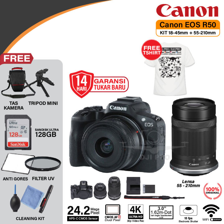 Canon EOS R50 kit 18-45mm + 55-210mm Mirrorless Camera EOS R 50 Distri | Lazada Indonesia