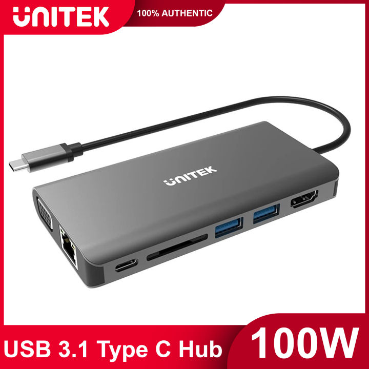 Unitek D1019A uHUB O8+ 8-in-1 USB 3.1 Type C Hub with Power Delivery ...