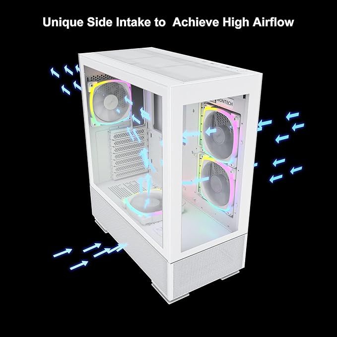 Montech Sky Two, Dual Tempered Glass, 4X PWM ARGB Fans Pre-Installed ...