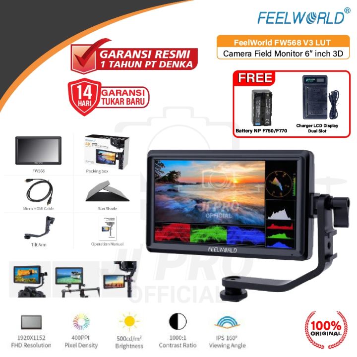FeelWorld FW568 V3 6-inch 3D LUT Camera Field Monitor FW 568 V 3 ...