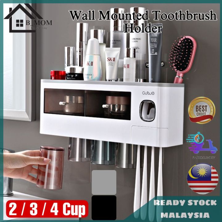 NEW Modern Wall Mounted Toothbrush Holder Toothpaste Dispenser Punch ...