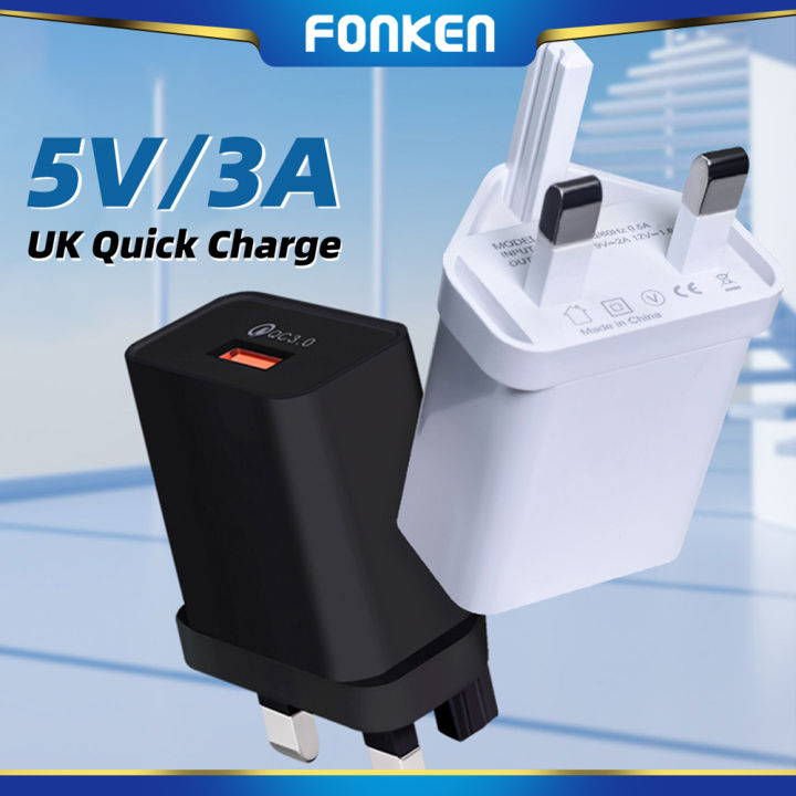FONKEN UK Plug USB Triangle Charger 3 Pin Support 3.0 Quick Charge 5V ... FONKEN UK Plug USB Triangle Charger 3 Pin Support 3.0 Quick Charge 5V ...
