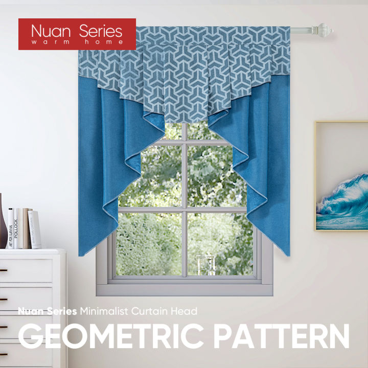 1PC Geometric Printing Envelope Style Small Curtain Head with Rod ...
