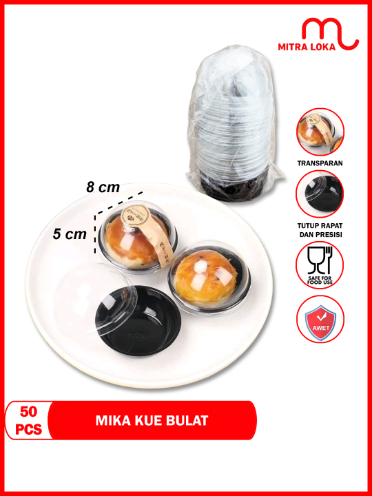 Mitra Loka 50 Pcs Mika Bulat Mini Tray Moon Cake Mika Mochi Pia ...