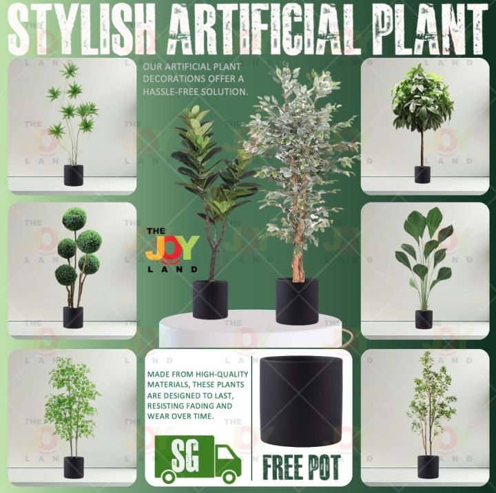 [50 designs][Free Pot] Artificial Trees for Home Décor Fake Tree Flower ...