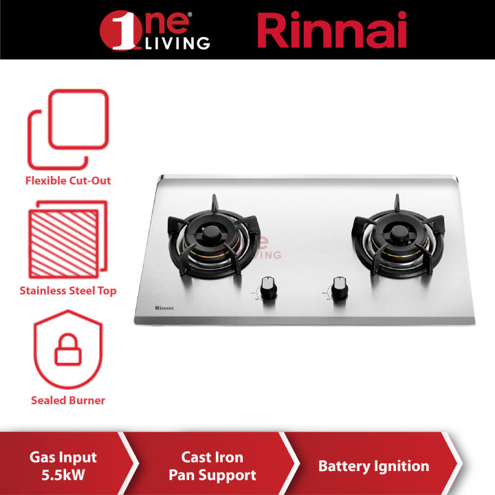Rinnai 2-Hyper Burner Built-in Gas Hob (Stainless Steel) RB-72S | Lazada