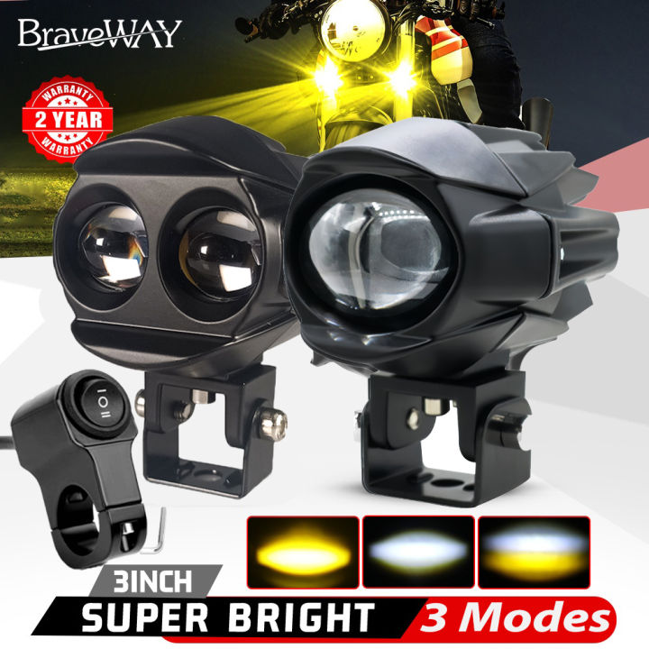 2PCS 60W Super Bright Mini Driving Light Set LED Light for Motorcycl Headlight 2 Color Car Dual ...