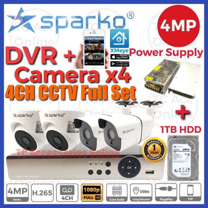 4CH 4-CHANNEL SPARKO CCTV 4MP Full HD 1080P 4.0MP 4CH DVR + Camera ...