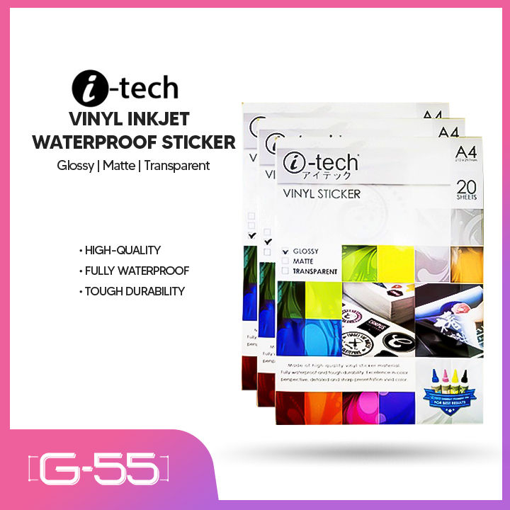 I-TECH Inkjet Vinyl Sticker Waterproof A4 ( GLOSSY | MATTE ...