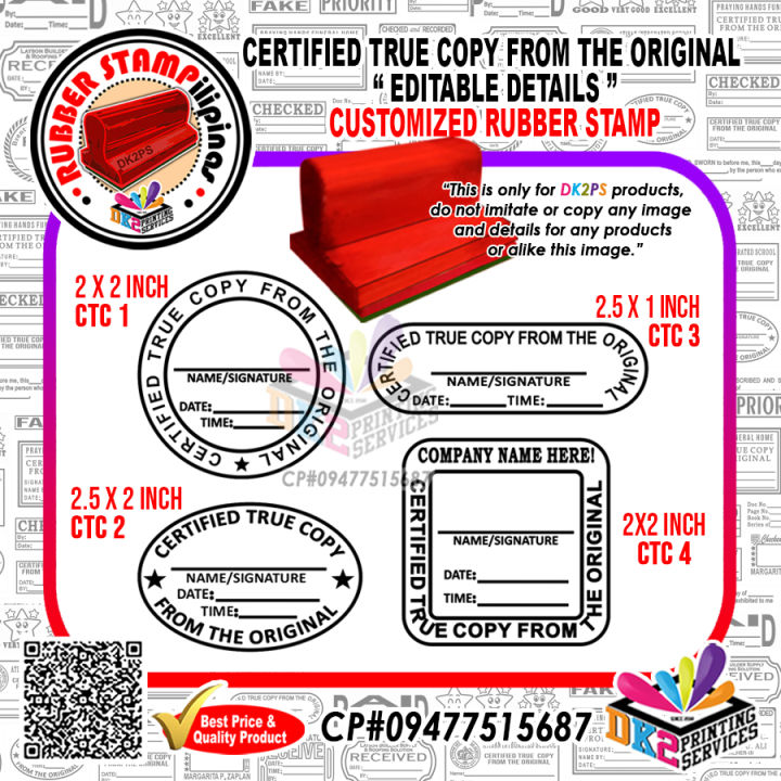 CERTIFIED TRUE COPY FROM THE ORIGINAL PERSONALIZED & CUSTOMIZED RUBBER STAMP | Lazada PH