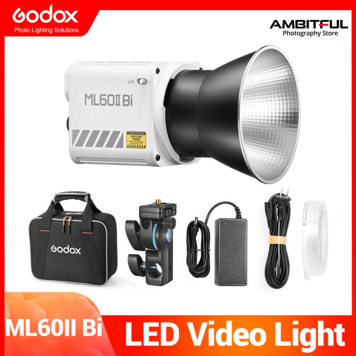 Godox ML60 II BI ML60II Bi-color 2800K-6500K LED Video Light Silent Mode Portable Brightness ...