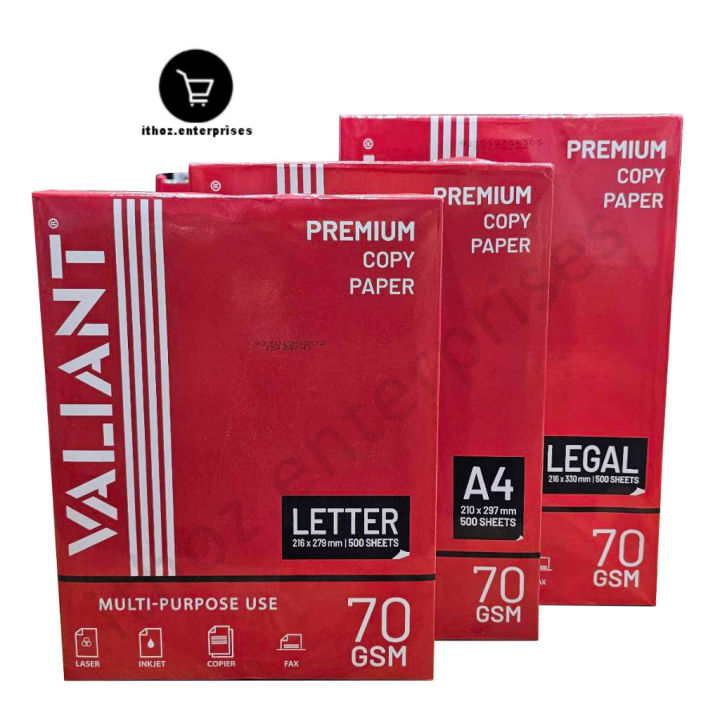1 Ream Valiant Copy Paper Sub20 (Short, Long, A4) | Lazada PH