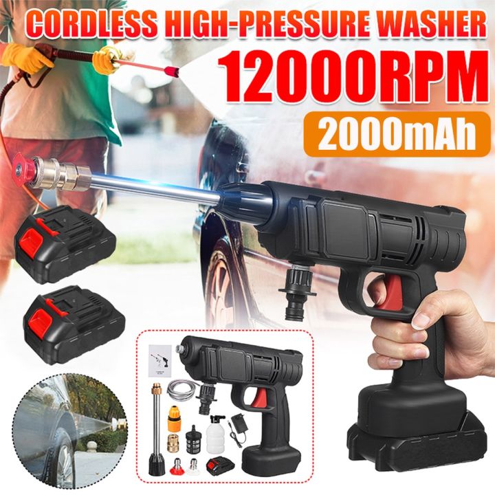 2000MAH Cordless Black Portable Water Jet Car Wash High Pressure ...
