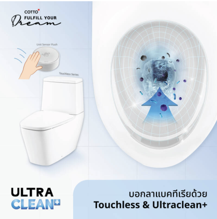 COTTO สุขภัณฑ์เซ็นเซอร์โบกชำระล้าง รุ่น C105327(N) Micc Touchless พร้อม ...