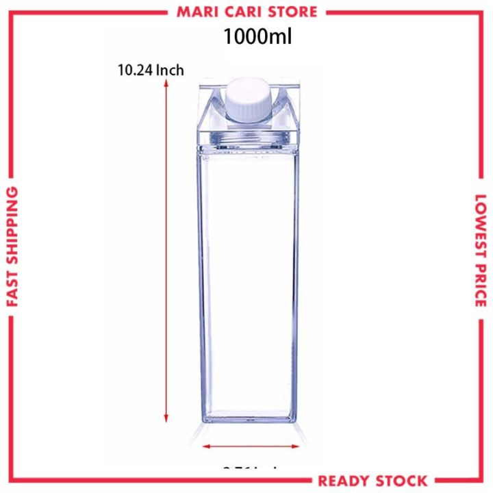 Milk Carton Water Bottle Botol Air Tumbler 500ml 1000ml Transparent ...