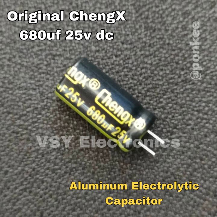 Original ChengX 690uf 25v dc / 680uF 25 volts / 680 microfarad Aluminum Electrolytic Capacitor ...