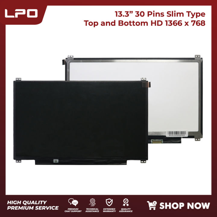 LPO Led Screen 13.3” 30 Pins Slim Type Top and Bottom HD 1366 x 768 ...