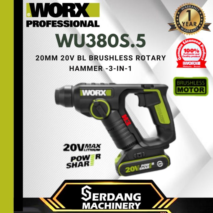 WORX 20V Cordless 3-Function Rotary Hammer Drill Driver Screwdriver ...