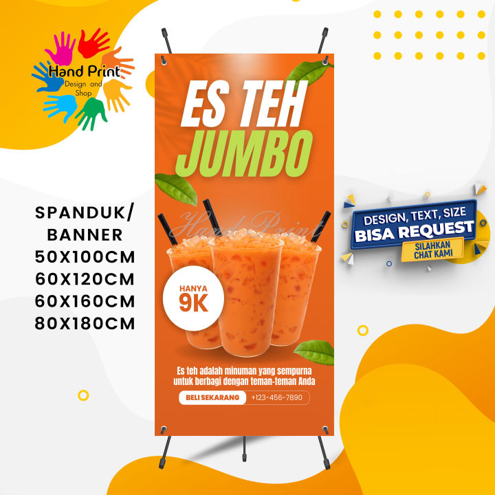 Cetak Spanduk Banner Jualan Es Teh Jumbo Es Teh Manis Lemon Tea Ice Tea ...