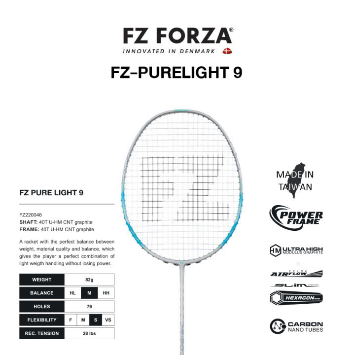 FZ FORZA ไม้แบดมินตัน รุ่น PURE LIGHT 9 แถมเอ็น + ซอง (โปรดอ่านรายละเอียดก่อนสั่ง) | Lazada.co.th