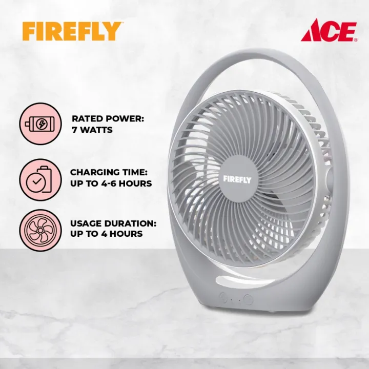 Firefly Fel6115 7" Rechargeable Fan with Night Light | Lazada PH
