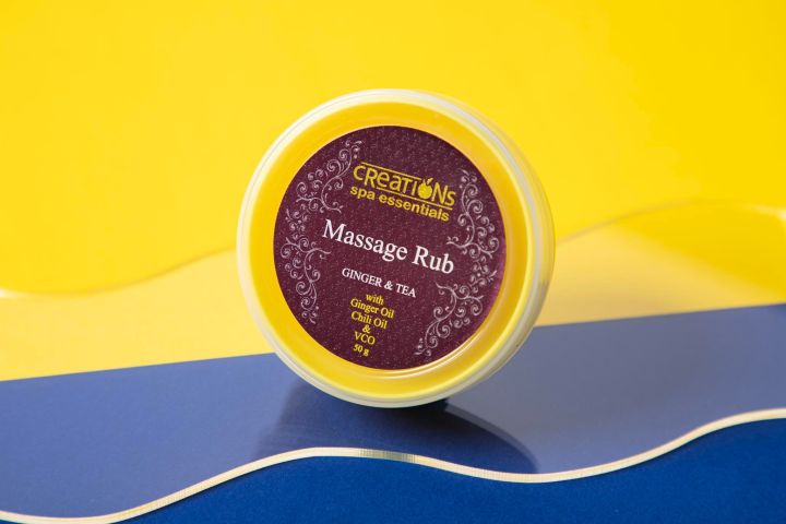 Creations Spa Essentials Massage Rub available 50g and 10g GINGER & TEA ...