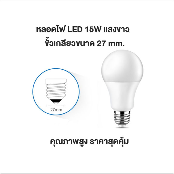 หลอดไฟ LED 15w แสงขาว ขั้วไฟ E27 | Lazada.co.th