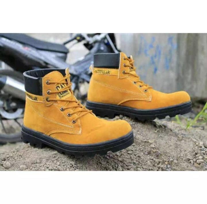 Sepatu Boots Pria Sepatu Boots Caterpillar Safety Ujung Besi | Lazada ...