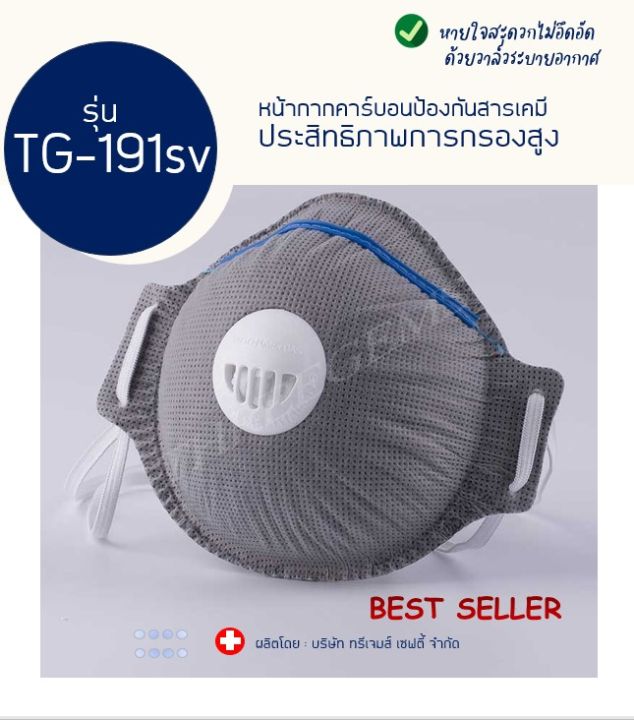 ป้องกันฝุ่น PM 2.5 รุ่นTG-191sv หน้ากากคาร์บอนสำหรับป้องกัน กลิ่น ฝุ่น ควัน สารเคมี | Lazada.co.th