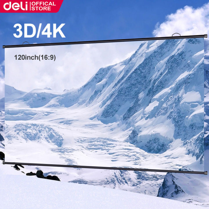Deli 16:9 120 inches Projector Screen Wall Mounted Projector Screen ...