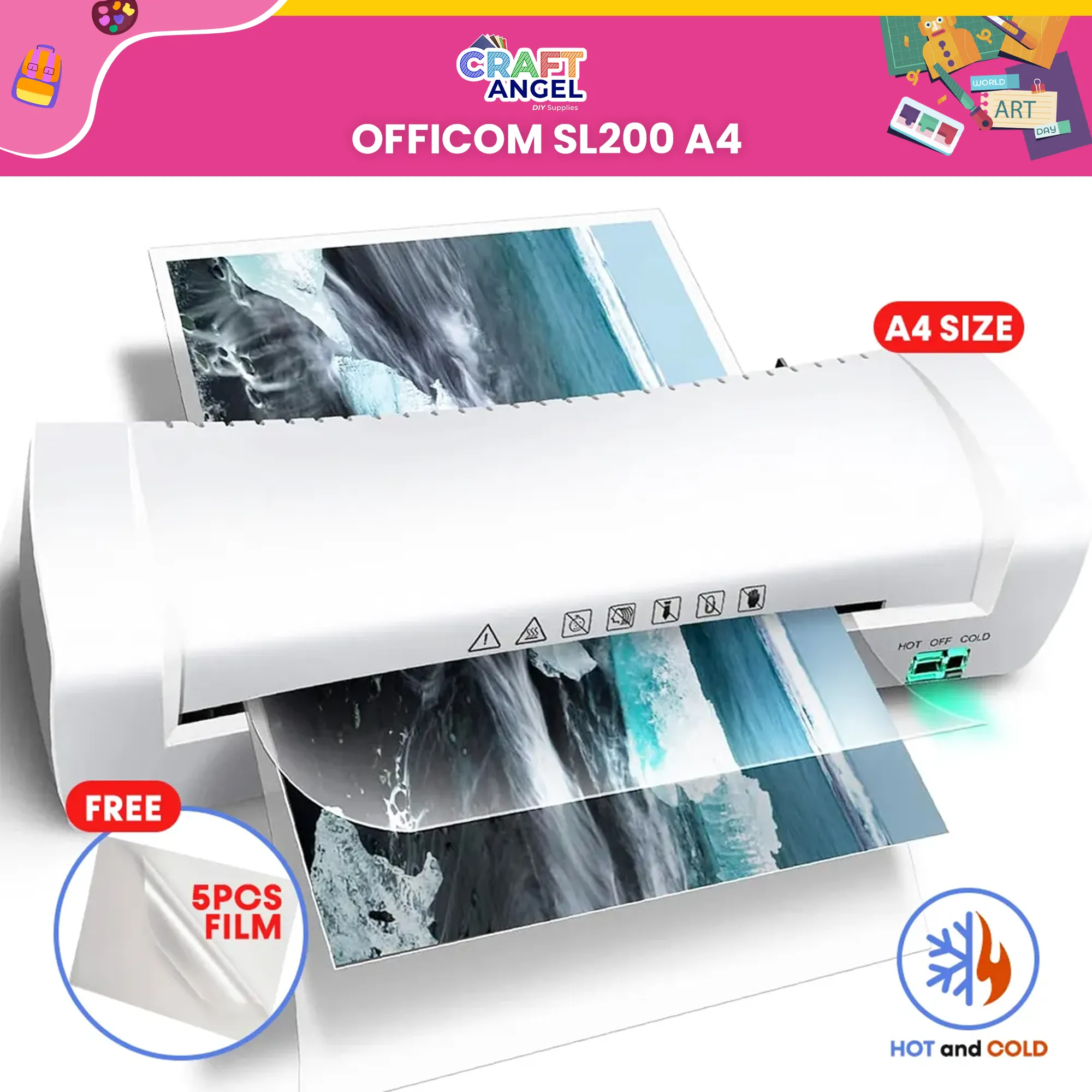 Officom SL200 Laminating Machine | Laminator Package A4 Hot & Cold for Yasen Laminating Film, ID ...