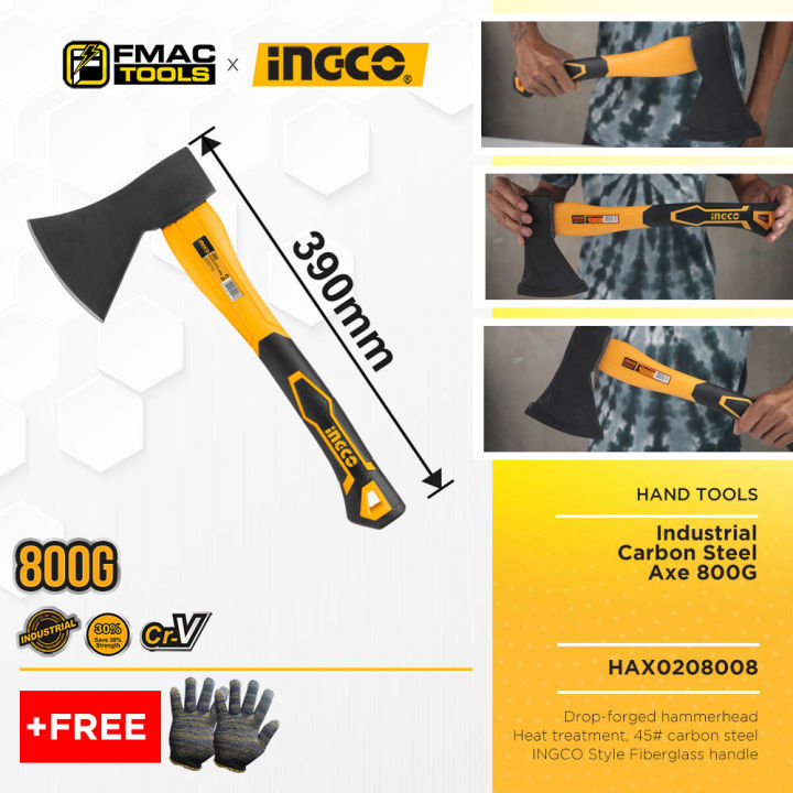 INGCO Industrial Carbon Steel Axe 800G 390mm HAX0208008 + FREEBIES FMAC ...